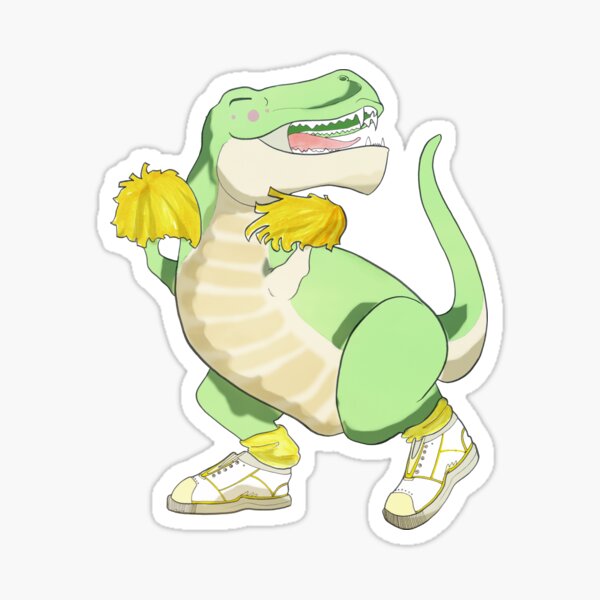 "T-Rex Cheerleader" Sticker by FishWithATopHat | Redbubble