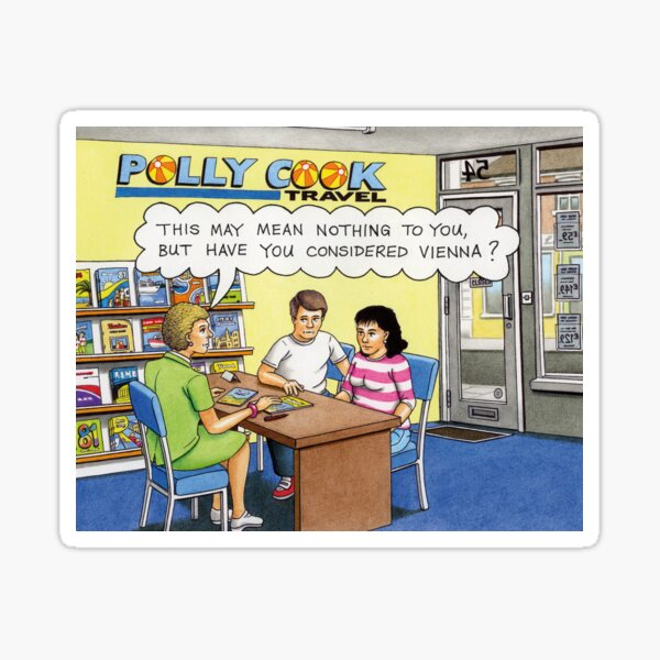 "Vienna pop song-inspired cartoon joke" Sticker for Sale by Retroblast ...