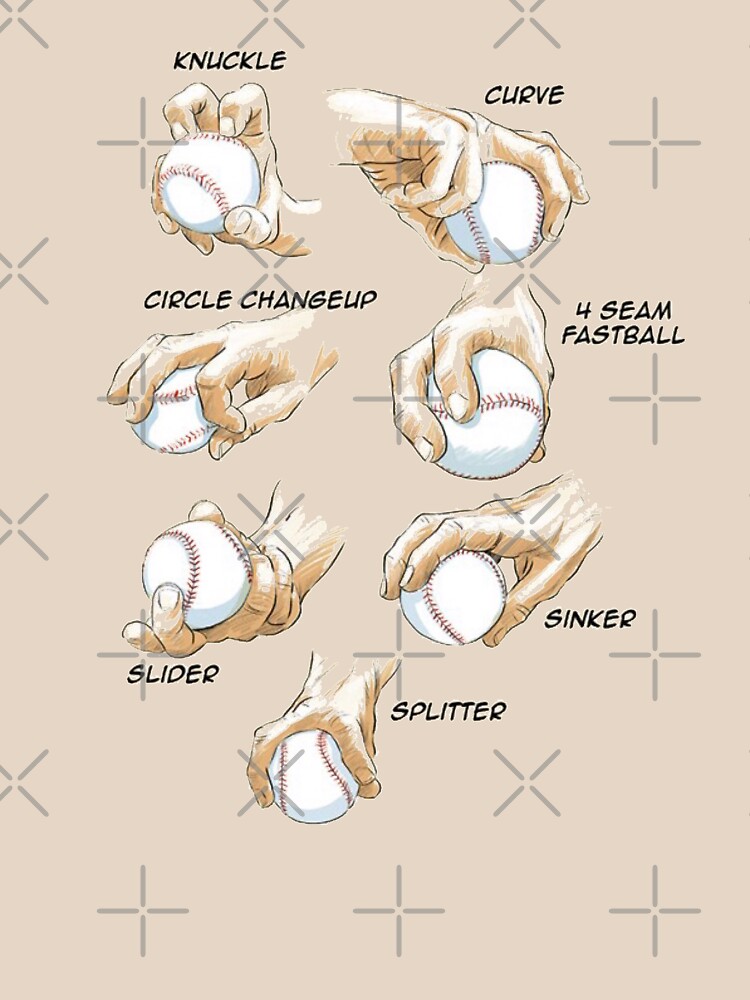 "Baseball Pitch Grips Poster" T-shirt for Sale by MoreAwesomeTees ...