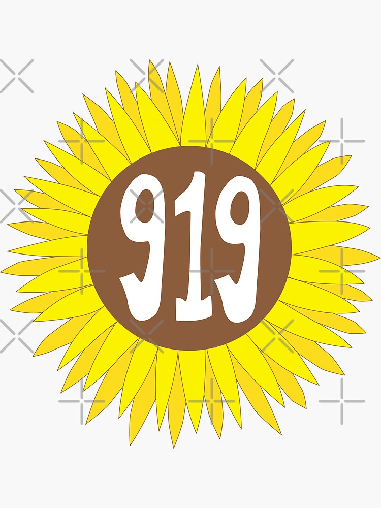 "Hand Drawn North Carolina Sunflower 919 Area Code" Sticker for Sale by ...