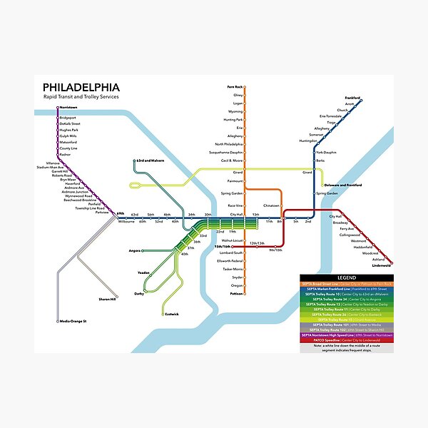 "Philadelphia Railway Map" Photographic Print by thetransitgirl | Redbubble