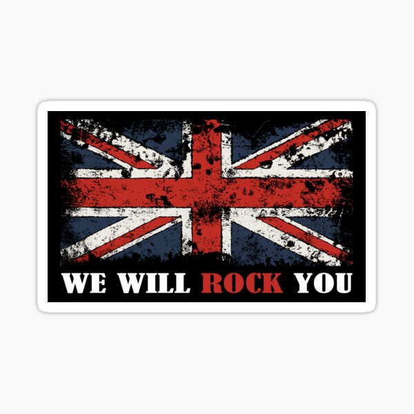 "We will rock you vintage rock British Flag" Sticker by RockNeverDies ...