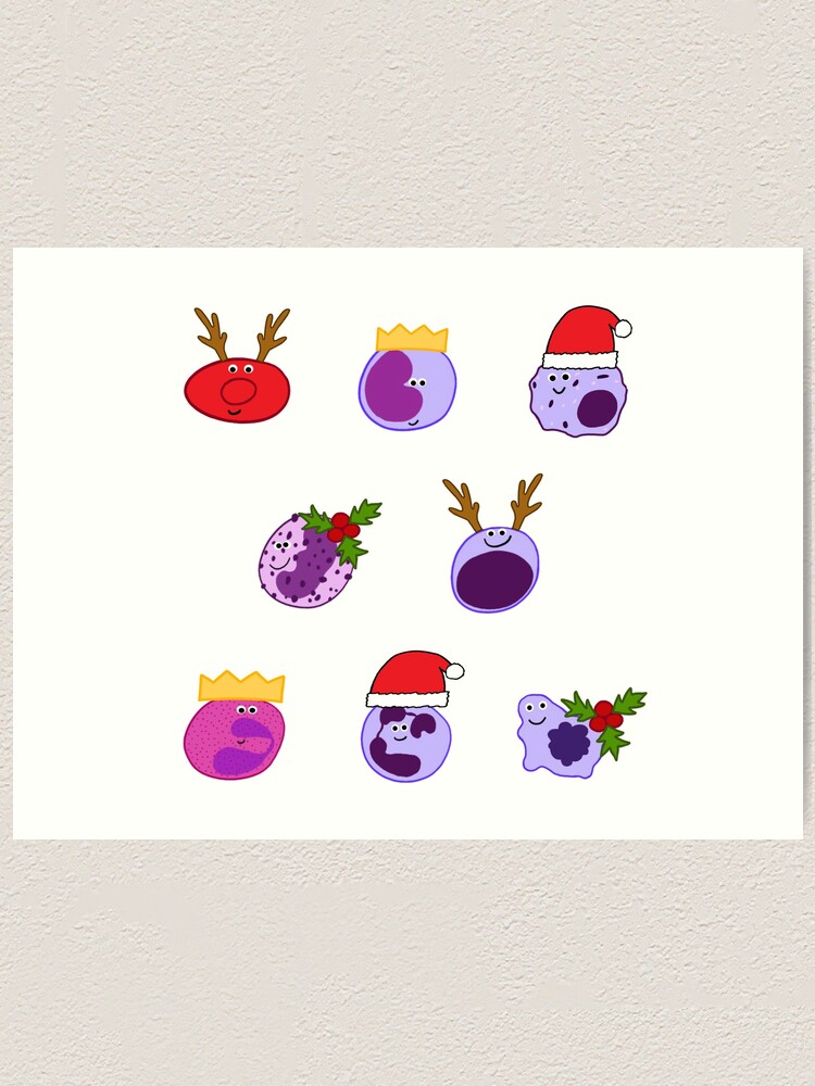 "Christmas Smiley Blood Cells" Art Print by starrypanda | Redbubble