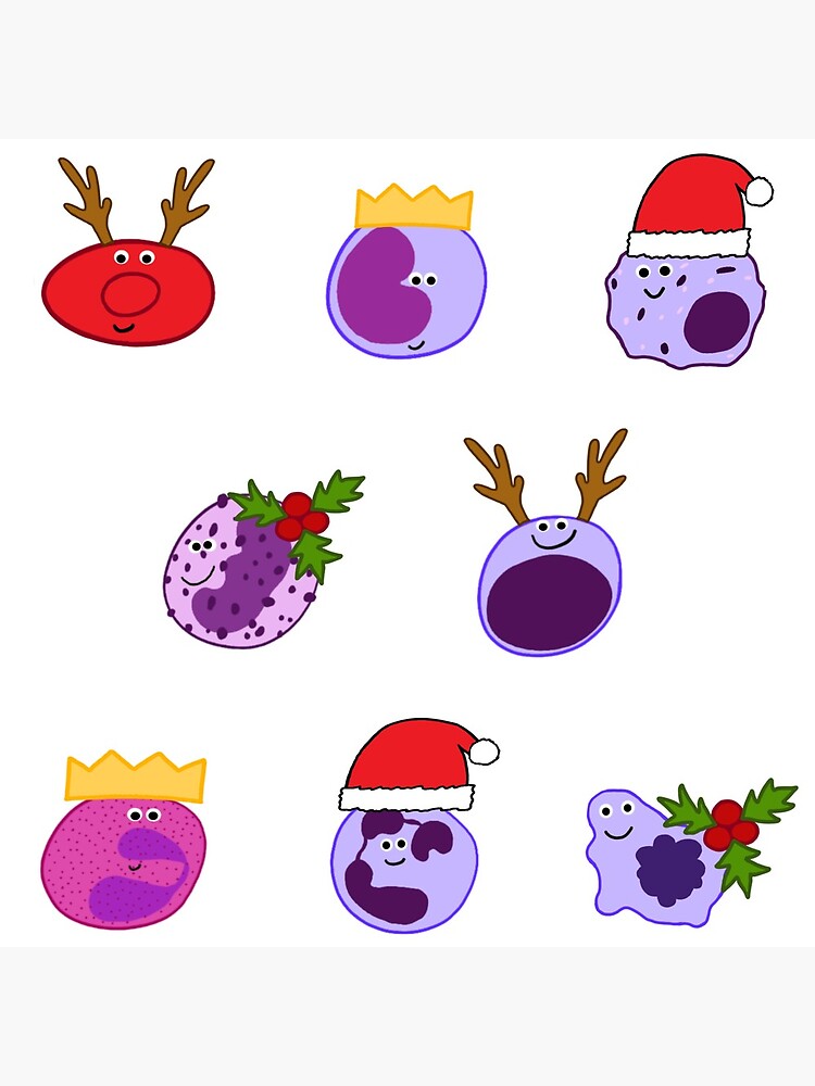"Christmas Smiley Blood Cells" Art Print by starrypanda | Redbubble