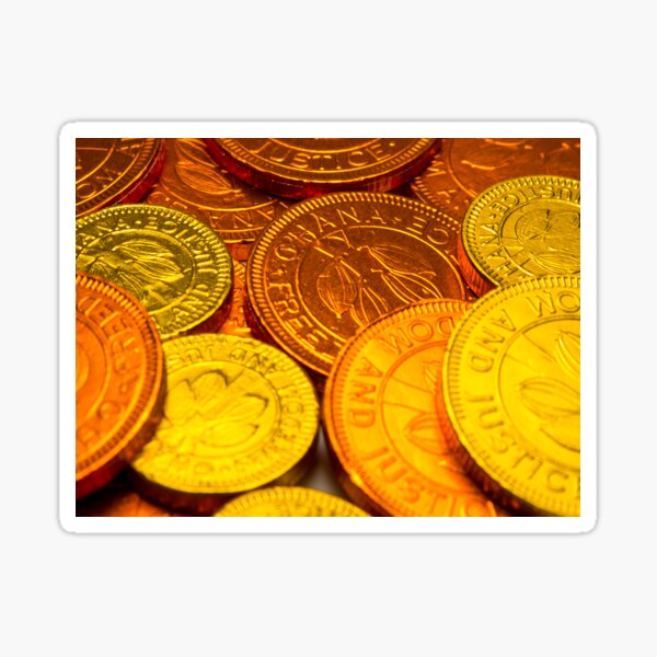 "Chocolate Treasure Coins" Sticker by srgreen | Redbubble