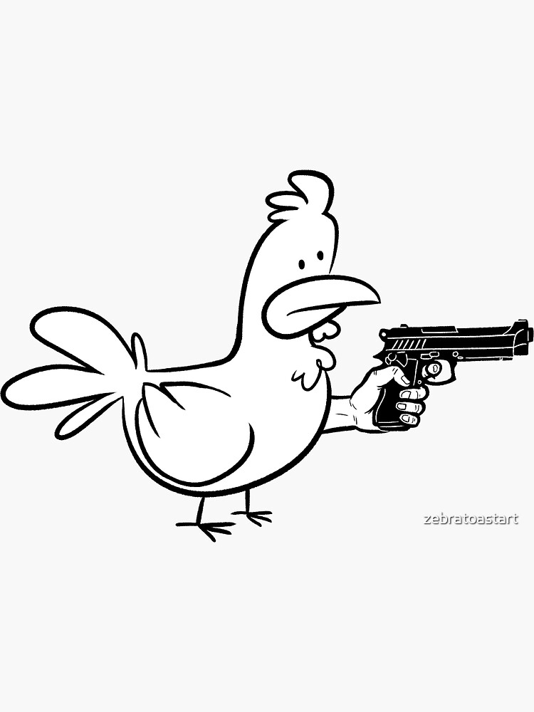 "chicken with a gun" Sticker for Sale by zebratoastart | Redbubble