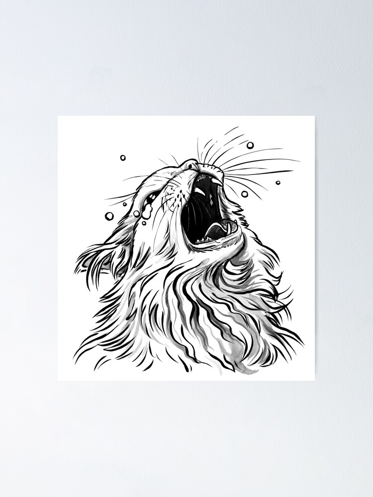 "White/Lines-Only Screaming Thurston Meme Cat" Poster by ...