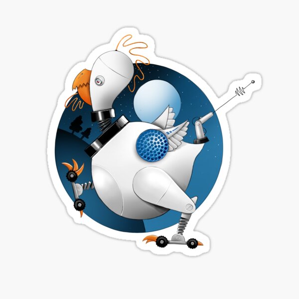 "Robot Chicken" Sticker by sparklellama | Redbubble