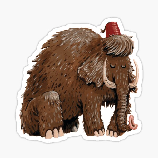 "Sad mammoth with fez" Sticker for Sale by JonasAnderson | Redbubble