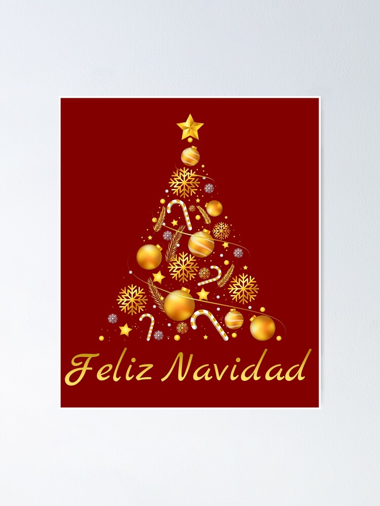 "Feliz Navidad Spanish Merry Christmas Tree SpaniardGift" Poster for ...