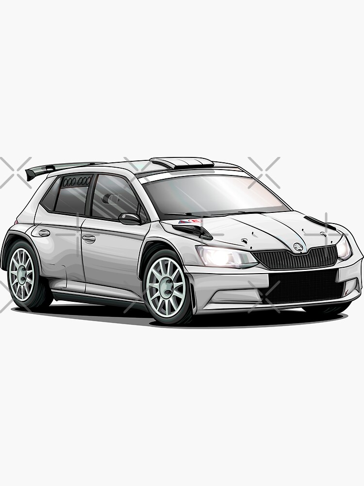 "Skoda Fabia R5 Illustration - White" Sticker by marioramosart | Redbubble