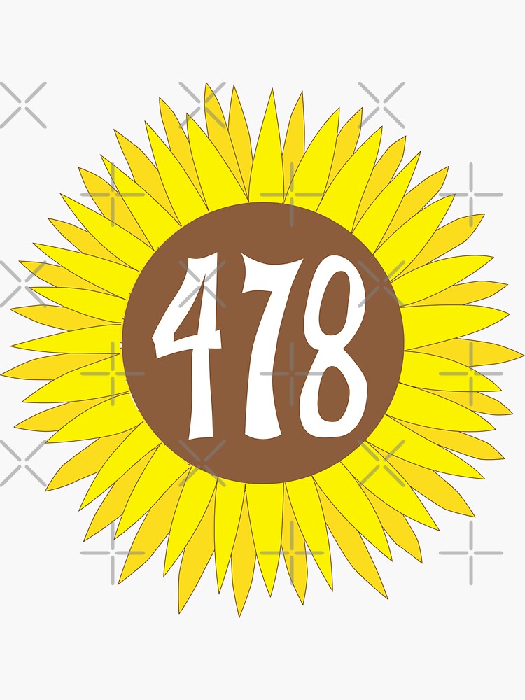 "Hand Drawn Georgia Sunflower 478 Area Code" Sticker by itsrturn ...
