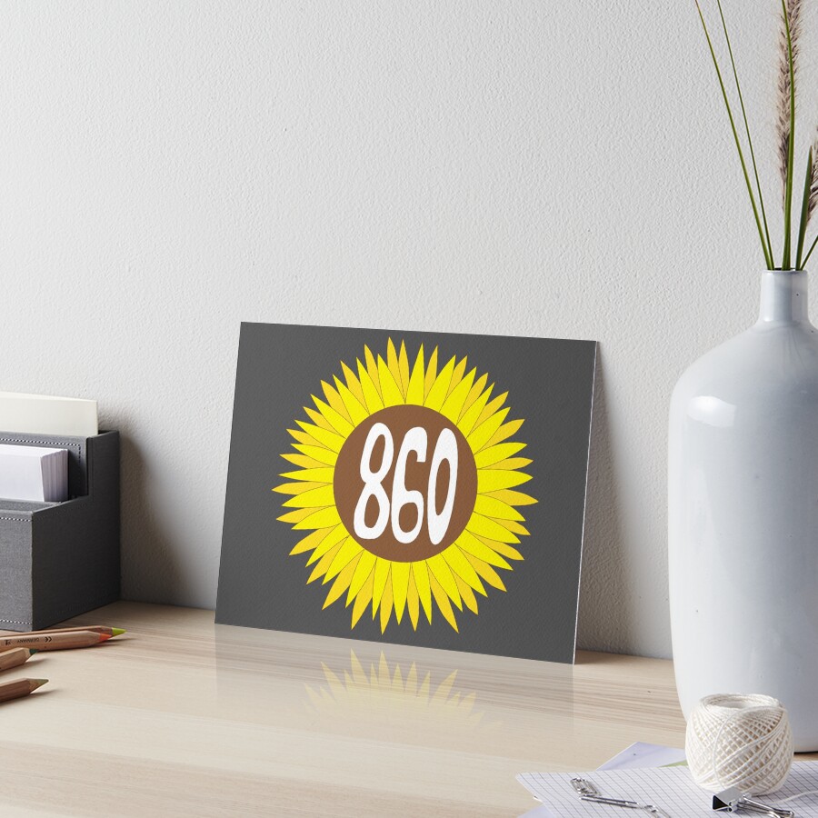 "Hand Drawn Connecticut Sunflower 860 Area Code" Art Board Print by ...