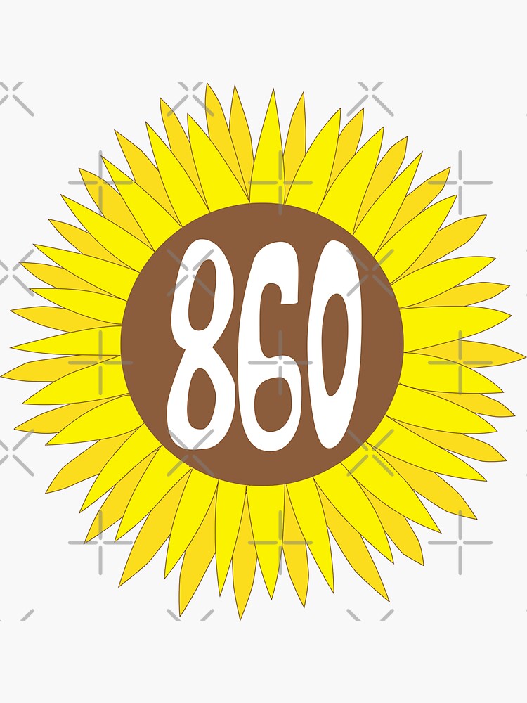 "Hand Drawn Connecticut Sunflower 860 Area Code" Sticker for Sale by ...