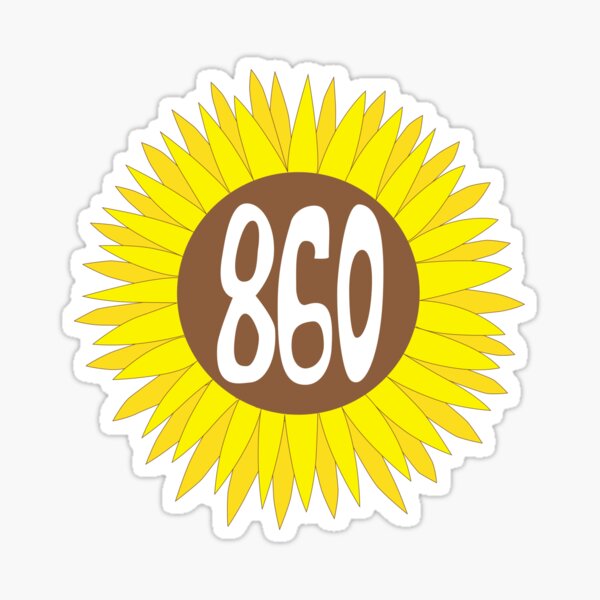 "Hand Drawn Connecticut Sunflower 860 Area Code" Sticker for Sale by ...