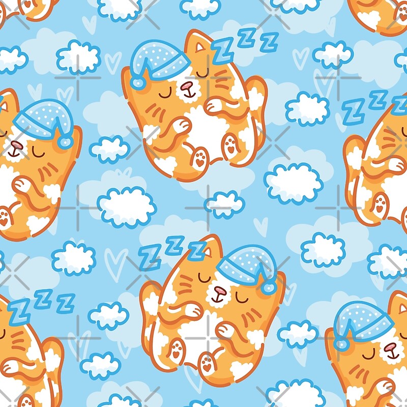 "Cute sleeping cats pattern" by Earthsavers | Redbubble