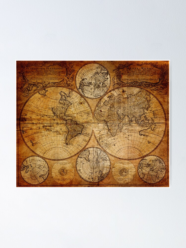 "Old vintage world's map" Poster for Sale by ModernFaces | Redbubble