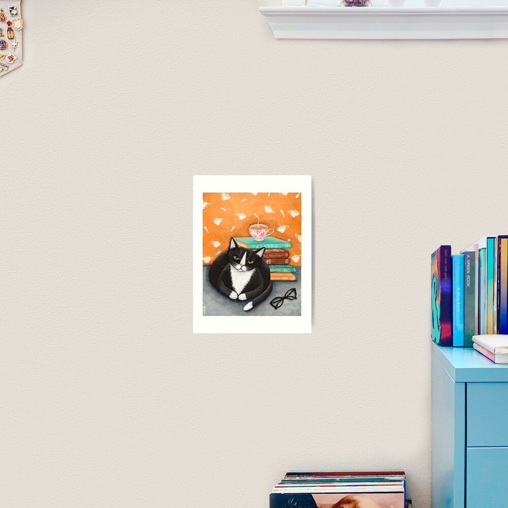 "Tea, Books, and Cats" Art Print for Sale by kilkennycat | Redbubble