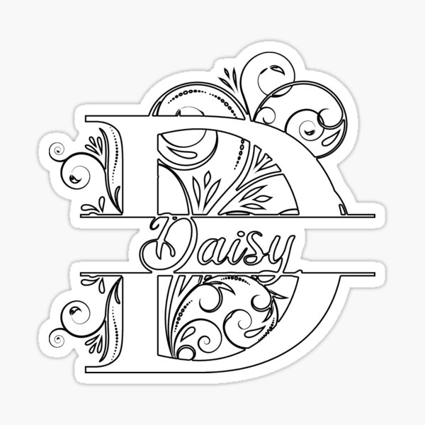 "Personalized Name Monogram D - Daisy - Letter D White" Sticker for ...