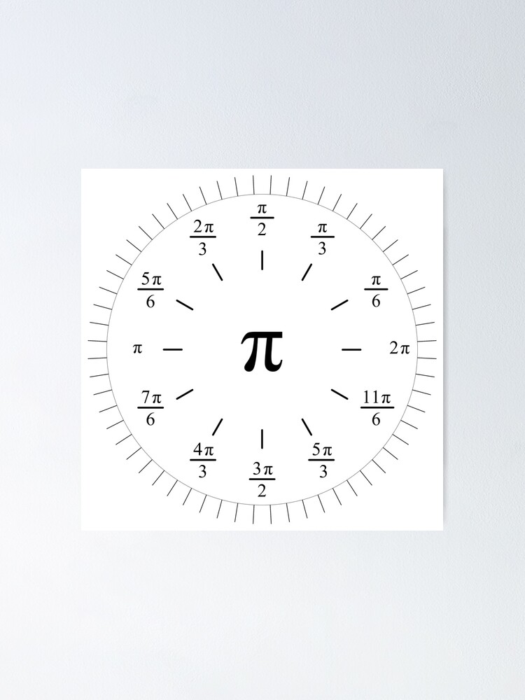 "Pi Radians Clock face - Unit Circle v001" Poster for Sale by ...