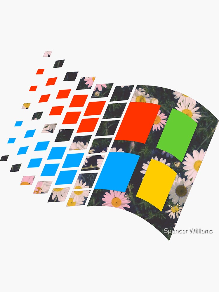 "Windows 95 - Flowers" Sticker by hyper-fish | Redbubble