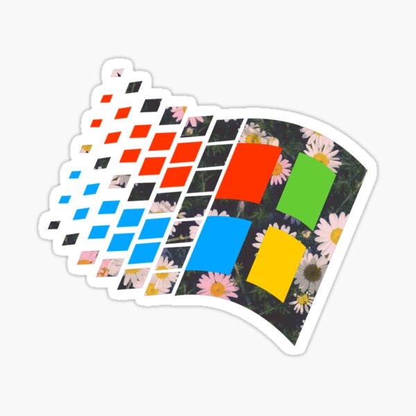 "Windows 95 - Flowers" Sticker by hyper-fish | Redbubble