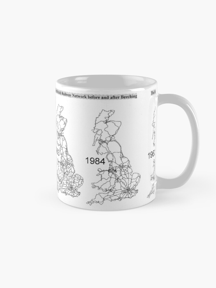 "Beeching rail network cuts map 1963 to 1984" Mug by circuitsnap ...