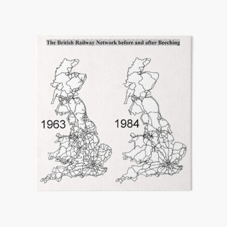"Beeching rail network cuts map 1963 to 1984" Art Board Print by ...