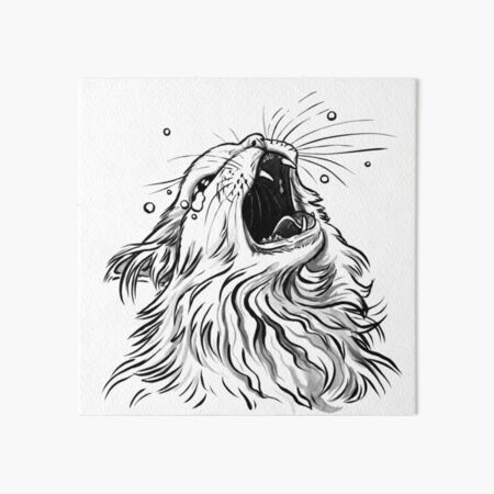 "White/Lines-Only Screaming Thurston Meme Cat" Art Board Print for Sale ...