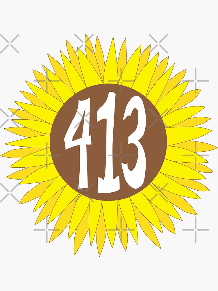 "Hand Drawn Massachusetts Sunflower 413 Area Code" Sticker by itsrturn ...