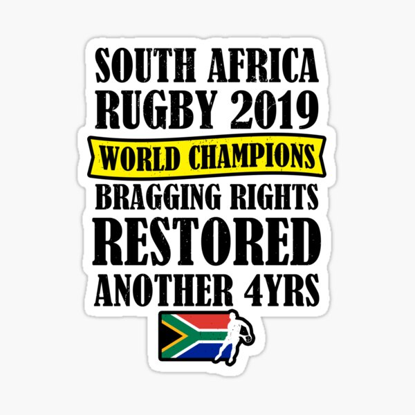 "South Africa Rugby Champions Bragging Rights 2019" Sticker for Sale by ...