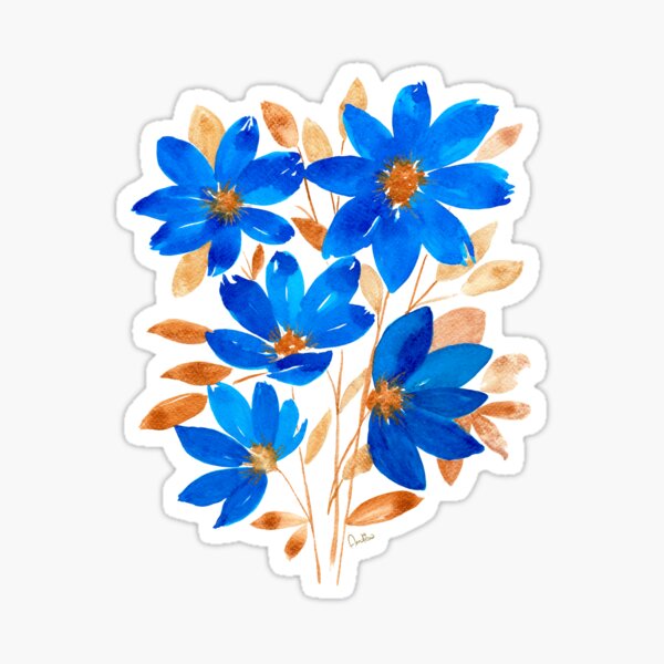 "Blue Watercolor Flowers " Sticker for Sale by annalisaamato | Redbubble