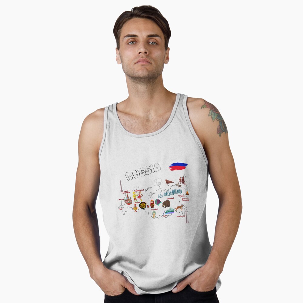 "Russia Map Landmarks tourist attractions cities and flag " Poster for ...