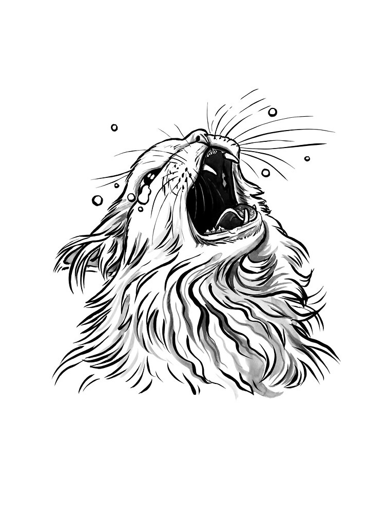 White/Lines-Only Screaming Thurston Meme Cat Drawstring Bag