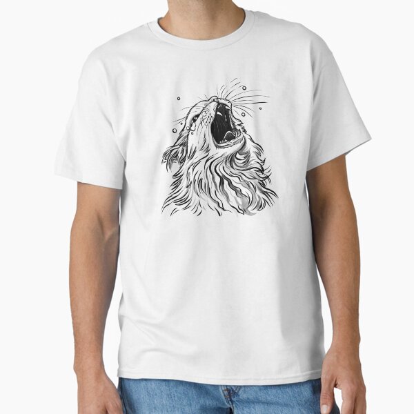 "White/Lines-Only Screaming Thurston Meme Cat" Classic T-Shirt for Sale ...
