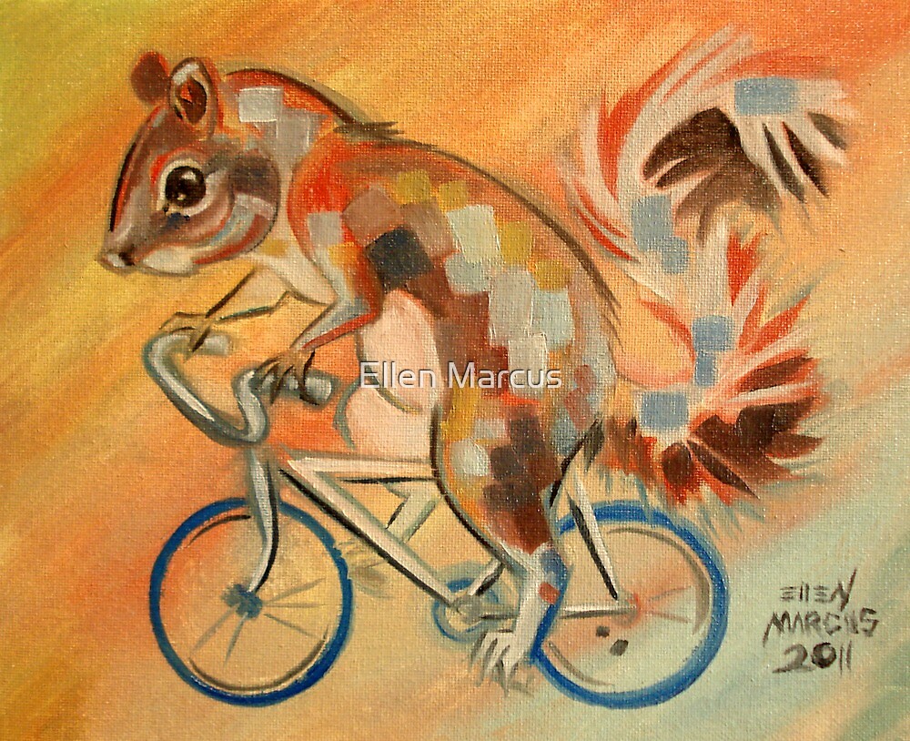 "Squirrel on a Bicycle" by Ellen Marcus | Redbubble