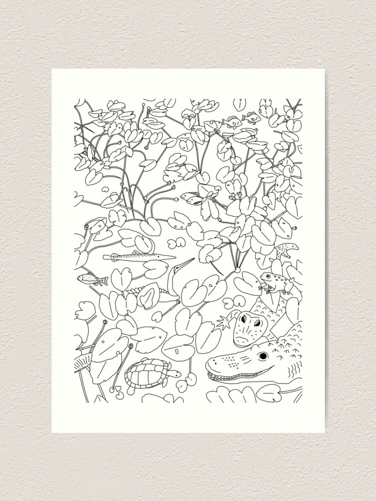 "Everglades Animals and Plants - Line Art" Art Print by m-lapino ...