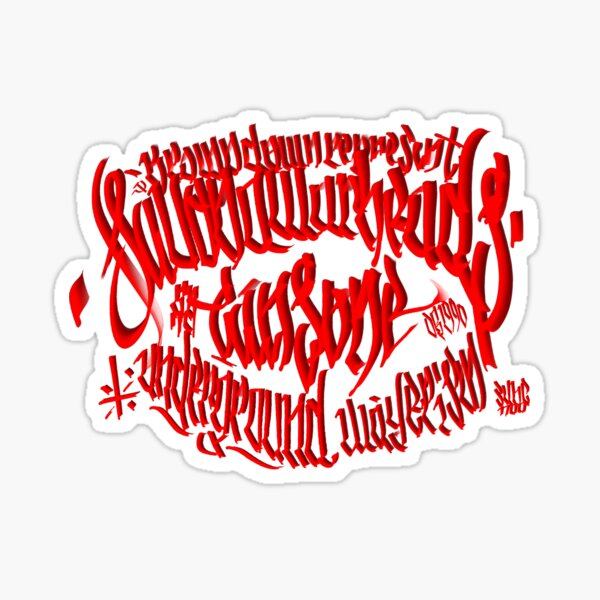 "Savona Warheads Cans1 Calligraphy Tee" Sticker by thecansone | Redbubble
