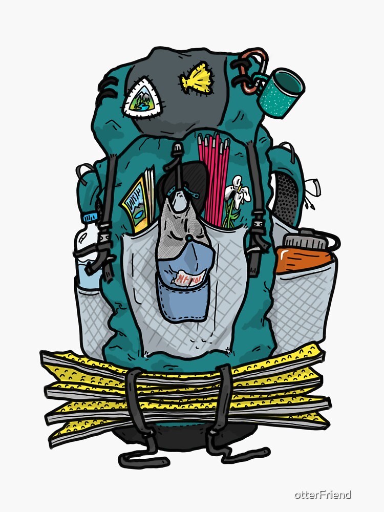 "Hiking backpack" Sticker for Sale by otterFriend | Redbubble
