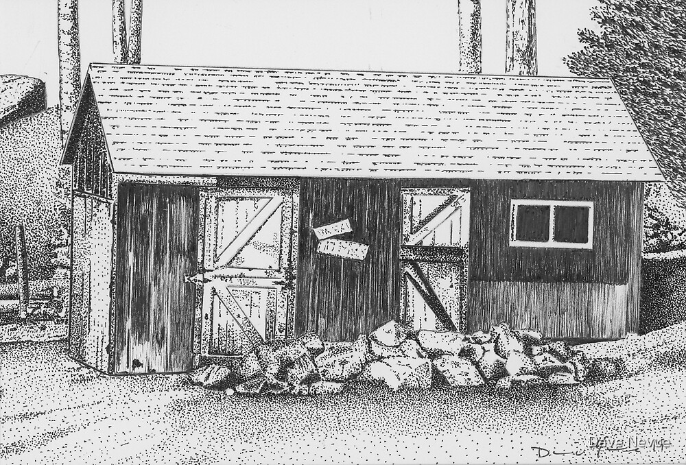 "Country Barn Pen and Ink Drawing" by Dave Nevue | Redbubble