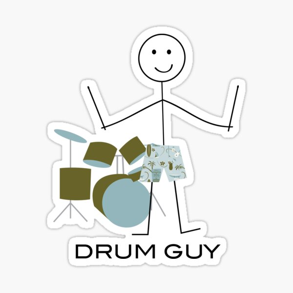 "Funny Mens Drum Guy" Sticker for Sale by whyitsme | Redbubble