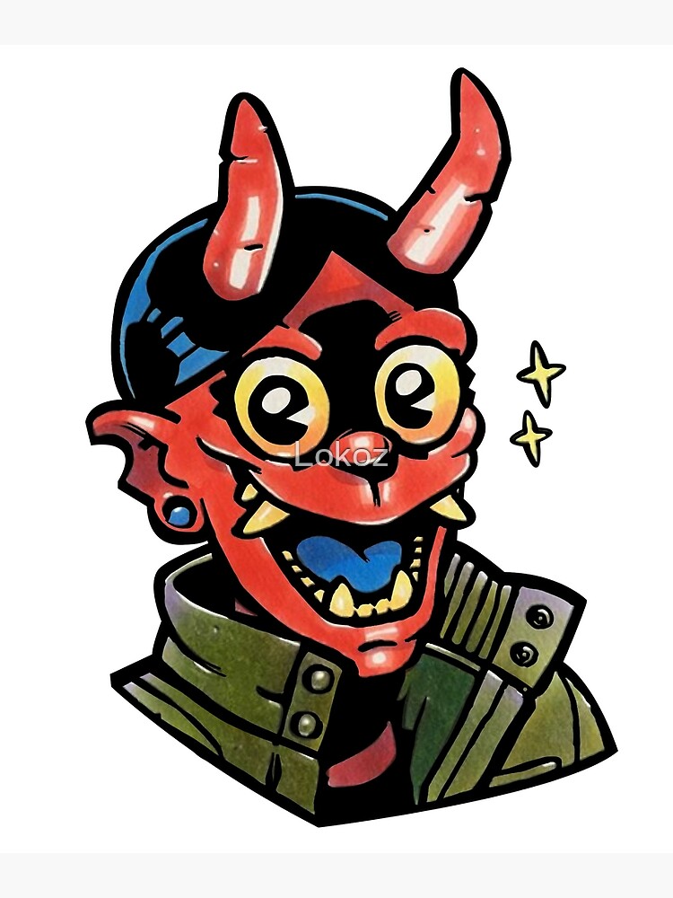 "Smiling devil rocker cartoon" Art Print by Lokoz | Redbubble