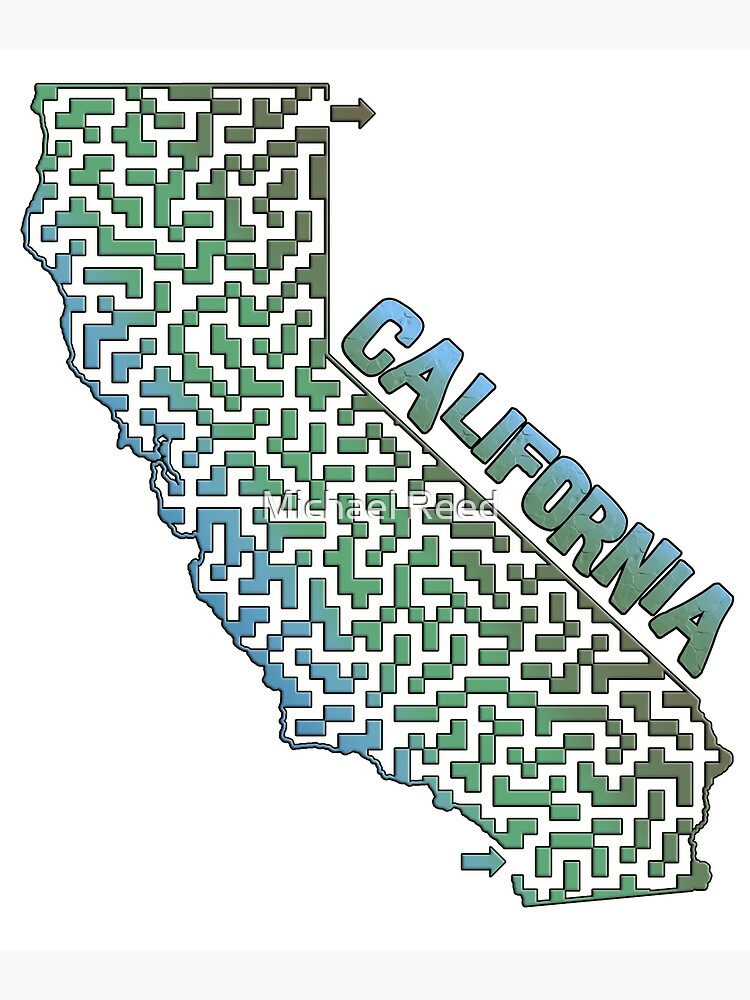 "California State Outline Maze & Labyrinth" Poster by gorff | Redbubble