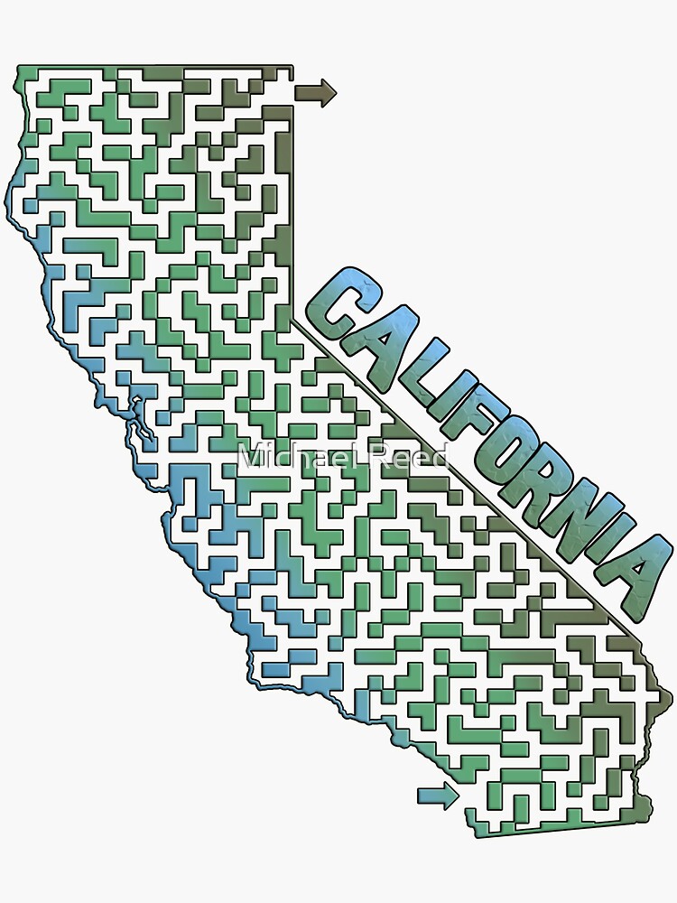 "California State Outline Maze & Labyrinth" Sticker for Sale by gorff ...
