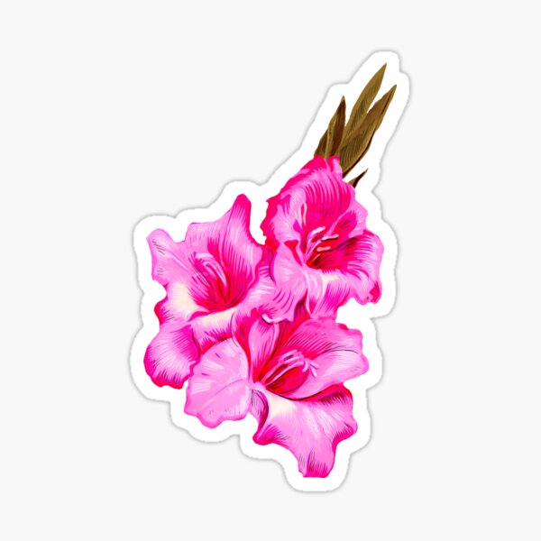 "Dame Edna Everage Gladdie Time Pink Gladiolus by Jock Mooney" Sticker ...