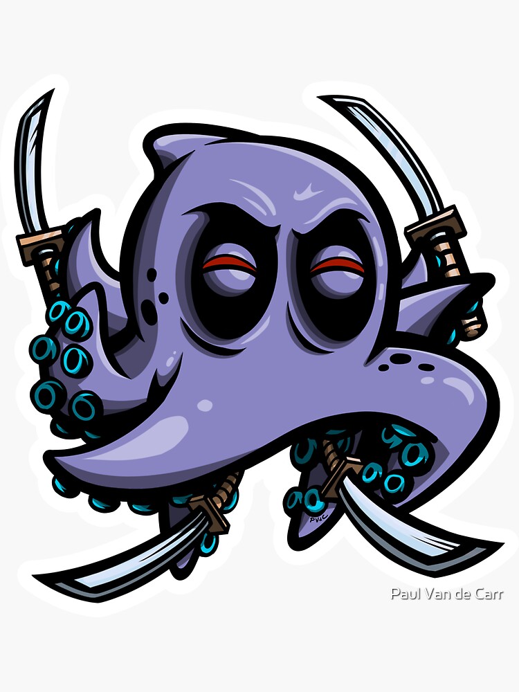 "Octopus Ninja" Sticker for Sale by Octomanart | Redbubble
