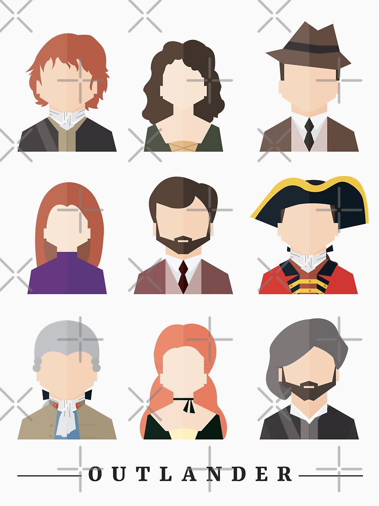 "Outlander Characters Icons Illustration 2" T-shirt for Sale by ...