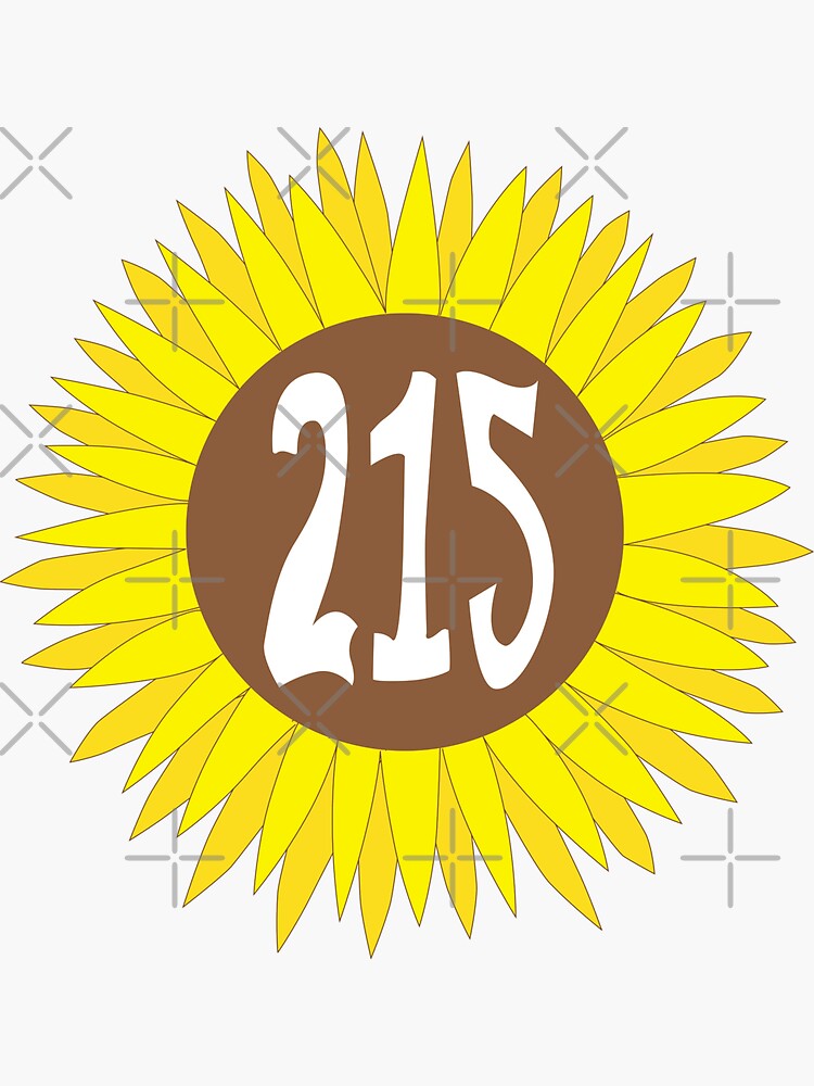 "Hand Drawn Pennsylvania Sunflower 215 Area Code" Sticker by itsrturn ...