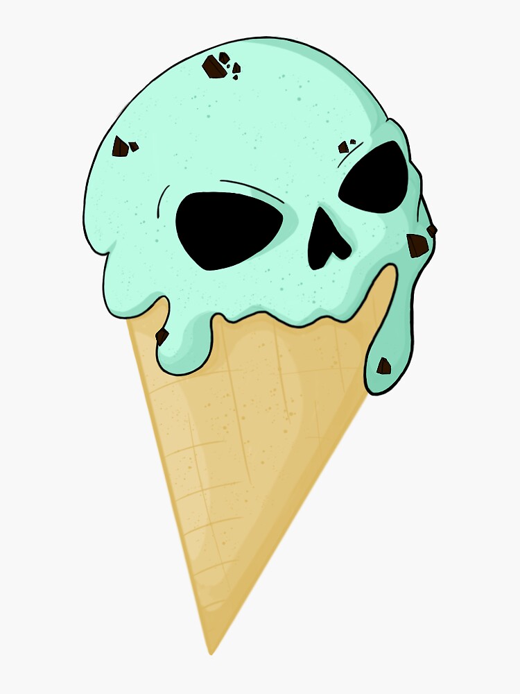 "Mint Chocolate Ice Cream Skull" Sticker for Sale by IRLBowser | Redbubble