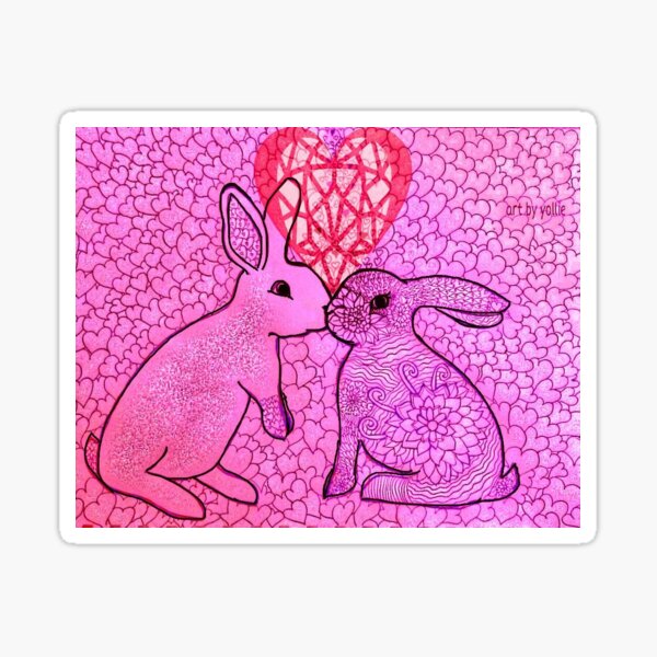"Smoochy Bunnies " Sticker for Sale by YollieBeeArt | Redbubble